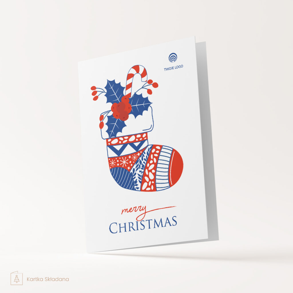 CHRISTMAS STOCKING Kartka Bożonarodzeniowa Po Angielsku z Logo ...